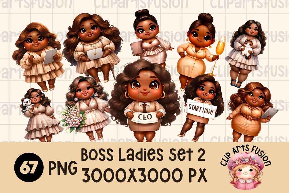 Inspiring Boss Ladies Clipart PNG files V 2 Collection | Happy CEO ...
