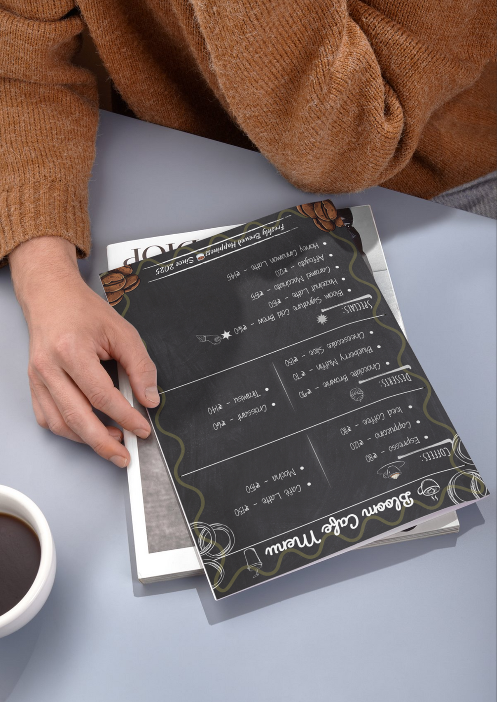 Digital Menu Card Template for Cafes.