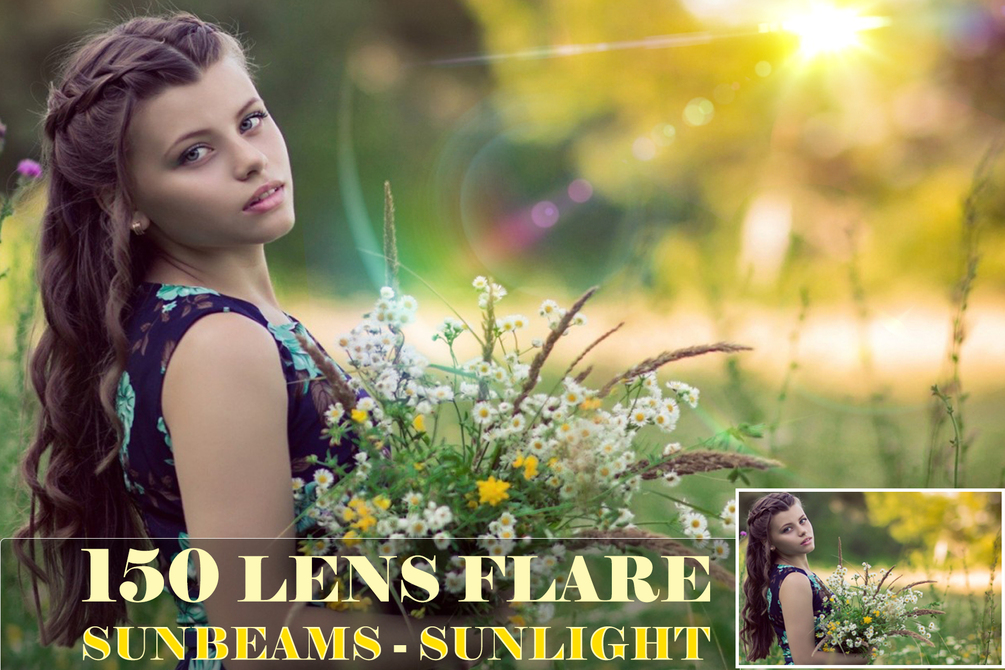 150 Lens Flare Sun Overlays Photoshop Overlays Sunbeams and Streaks ...