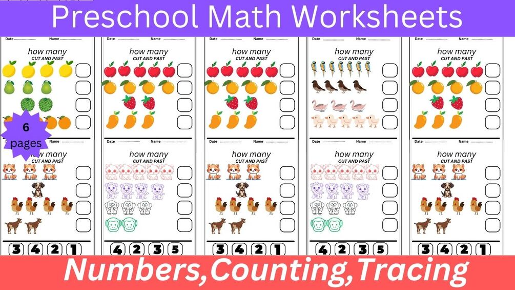 Preschool Math Worksheets:Numbers,Counting,Tracing