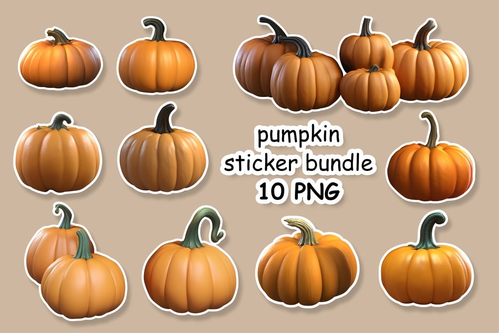 Pumpkin Sticker - 10 PNG | Halloween Stickers for Kids