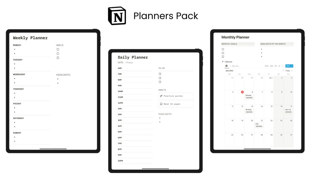 Notion Planners Pack