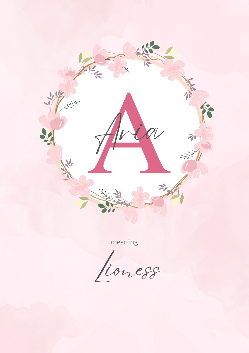 Aria - Baby Name Meaning | Printable Nursery Art | Digital Download (A4)