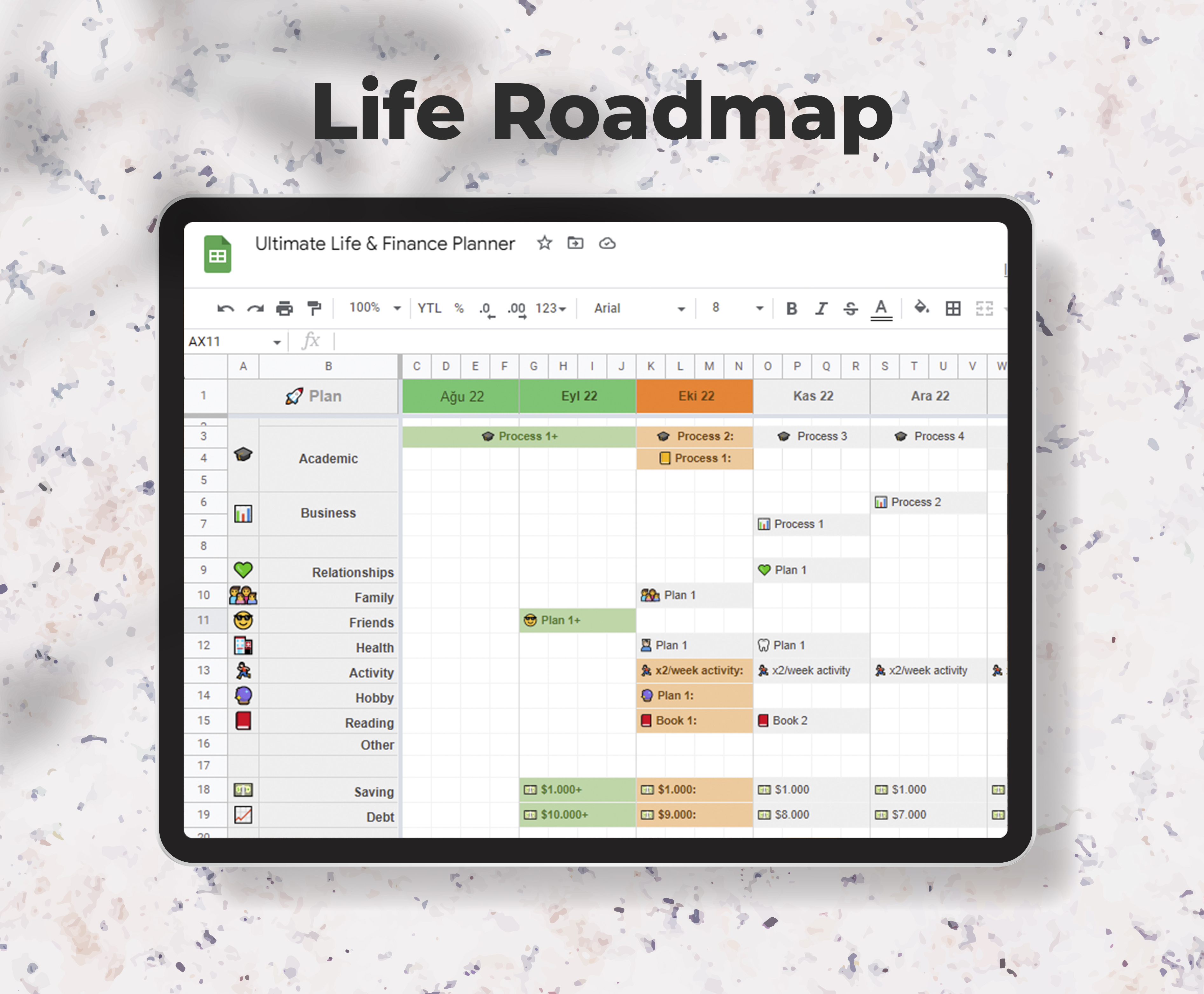 Life & Finance Planner (easy to use - Google Sheets)