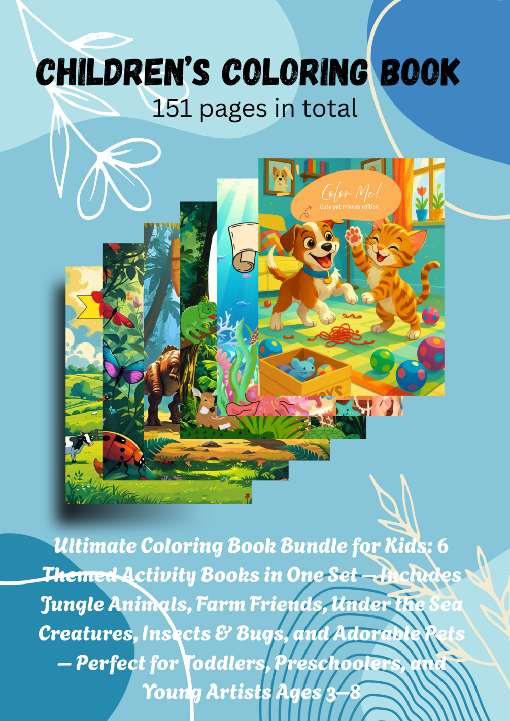 Mega Coloring Book Bundle for Kids – 150+ Pages of Fun Across 6 ...