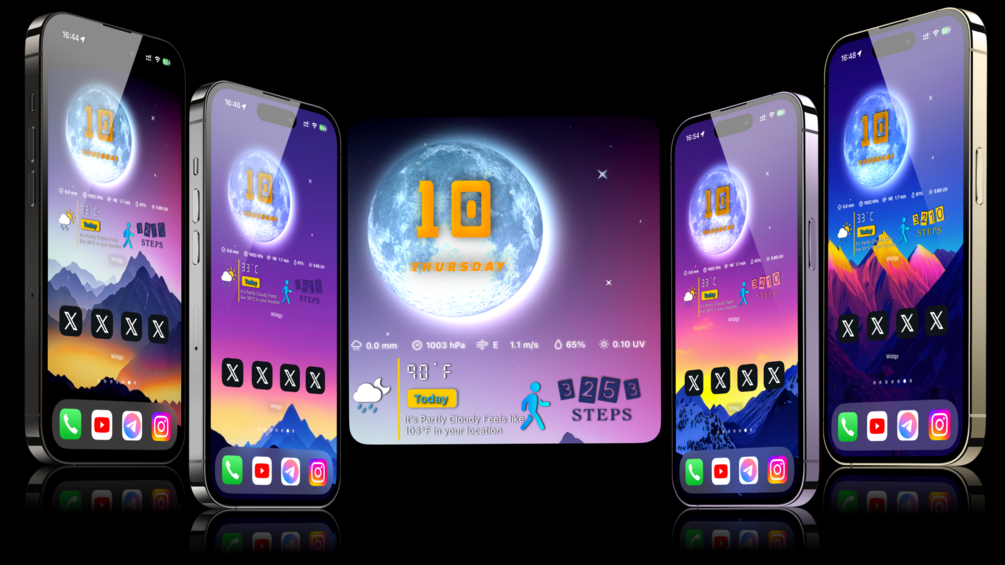 Original Design Iphone Moon Widget And Night Peak Hd Wallpaper