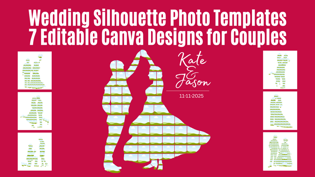 Wedding Silhouette Photo Templates – 7 Editable Canva Designs for Couples