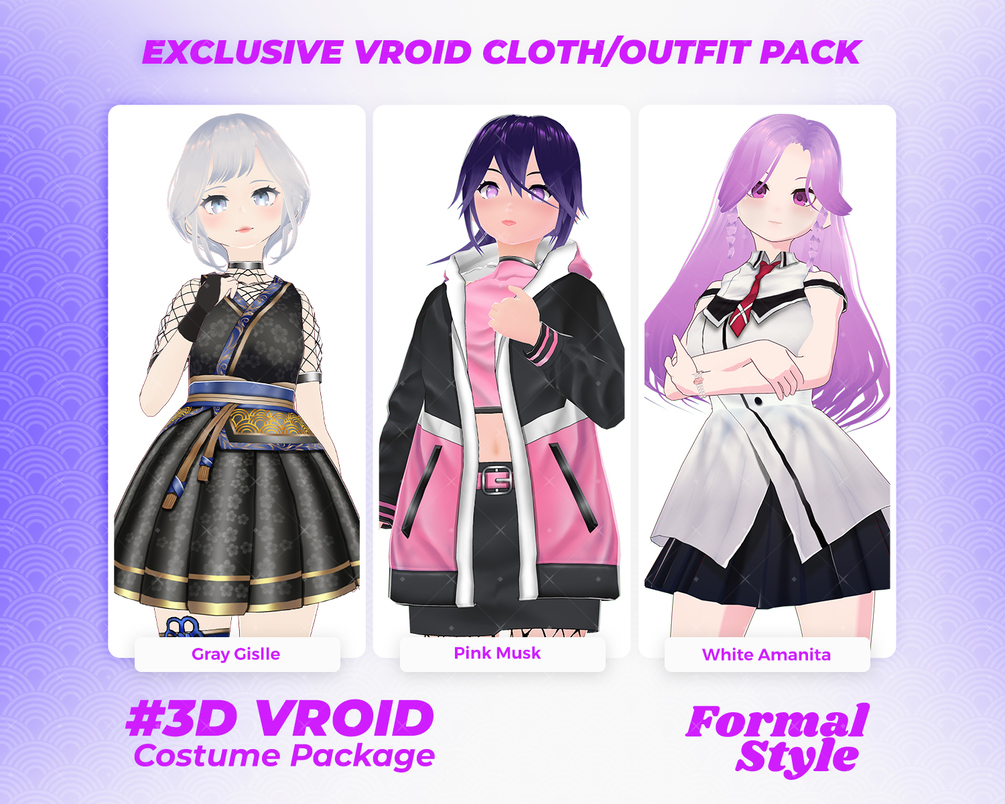 Formal Sexy VRoid Glam Clothes for Girl Streamers - VRoid Clothing Pack ...
