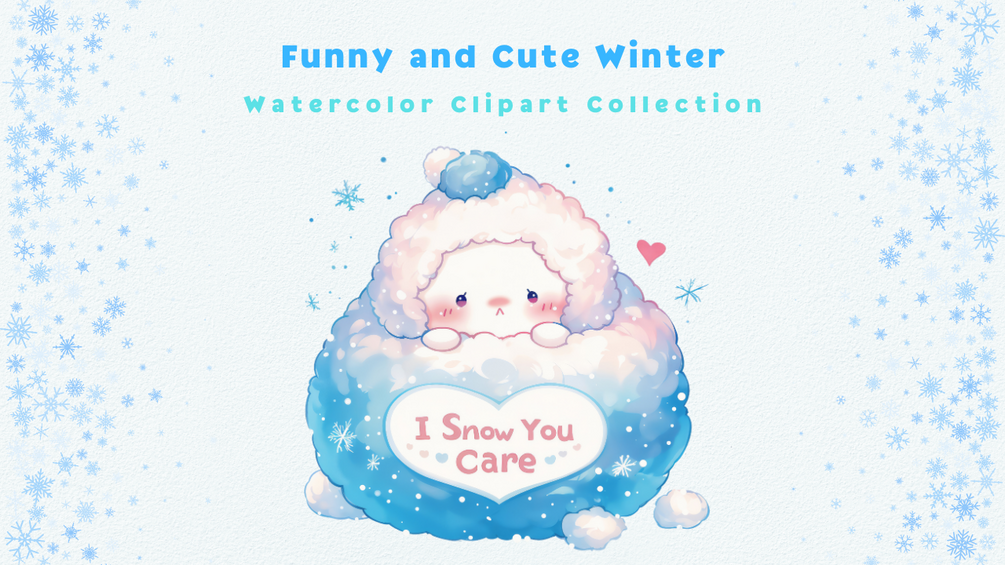 9 Funny and Cute Watercolor Winter Clipart Series
