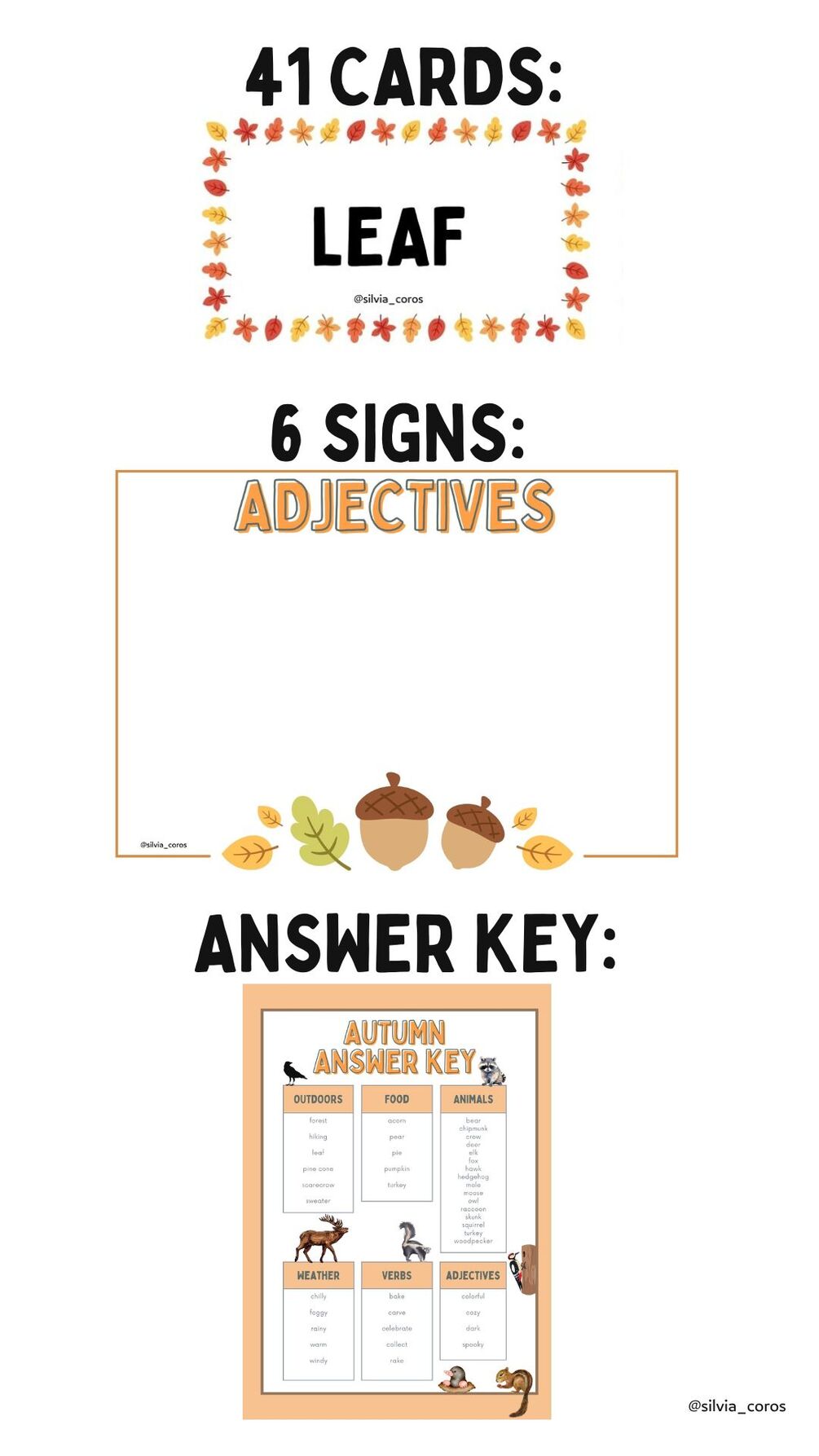 AUTUMN VOCABULARY game