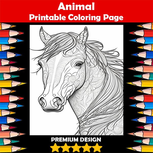 Beautiful Animal Printable Coloring Page For Teens and Adults Mindfulness
