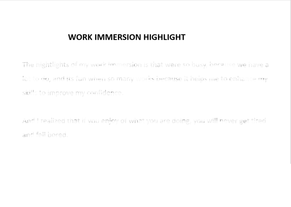 Work Immersion Format