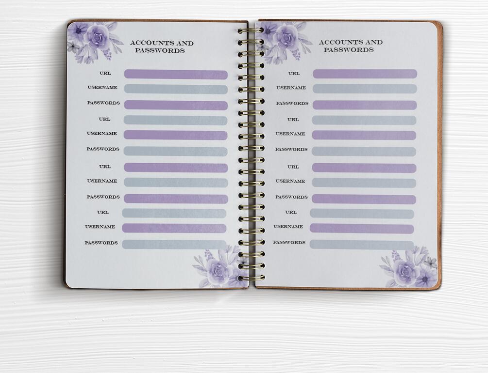 Account Information Tracking Sheets User Name Email Password Online ...