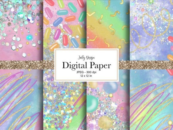 Beautiful Rainbow Digital Paper Bundle More than 156 Graphics