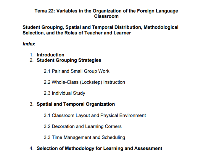 Topic 22 Oposiciones Maestro Inglés