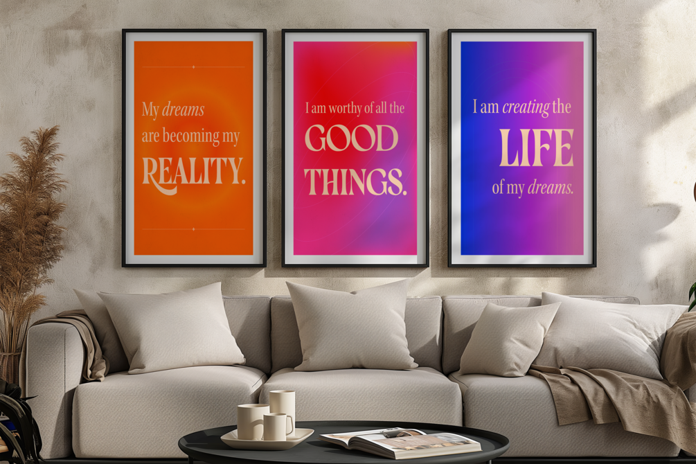 The Positive Vibes Set of 3 Printable Poster Prints