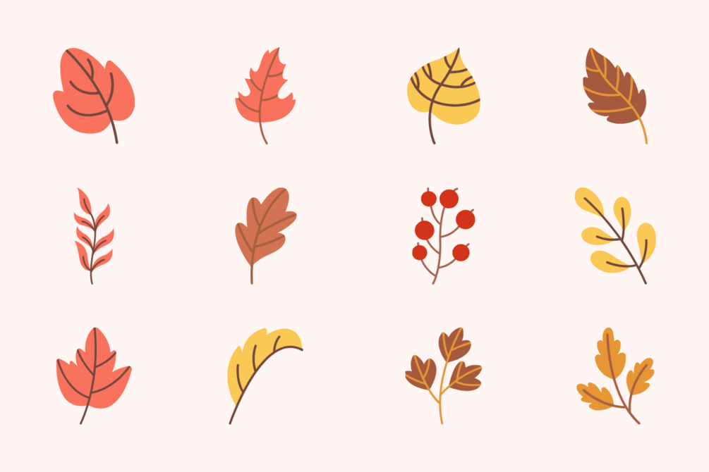 Vector Hand Drawn Autumn Leaves Set