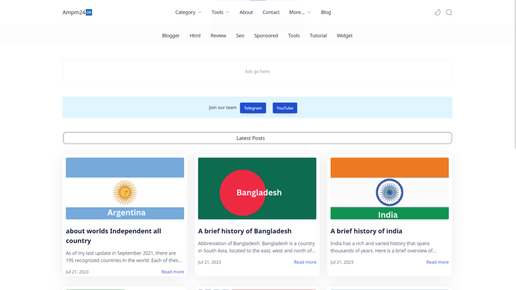 Home Page Blogger Theme