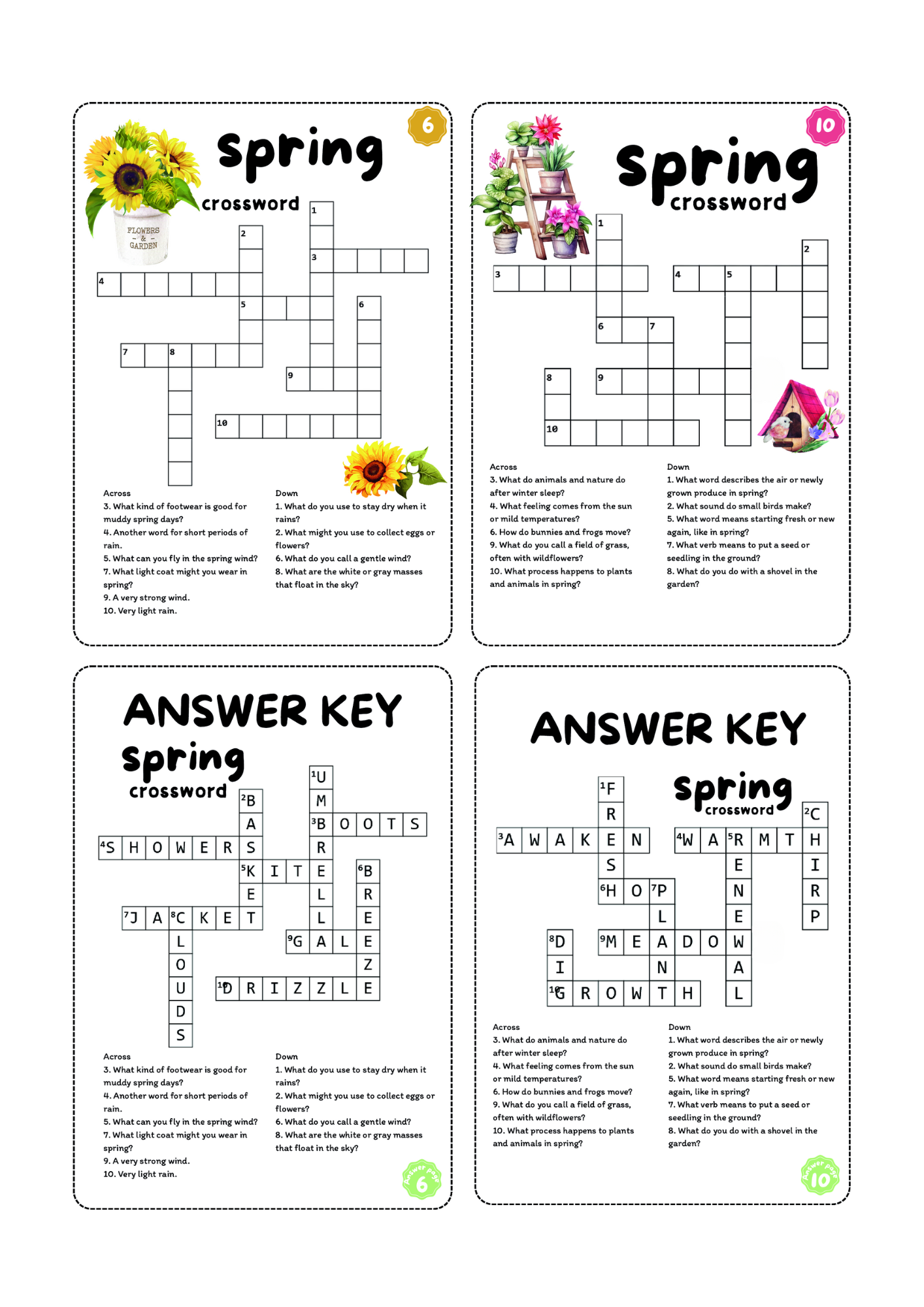Spring Crossword Puzzles for Kids – Fun Seasonal Vocabulary Activities ...