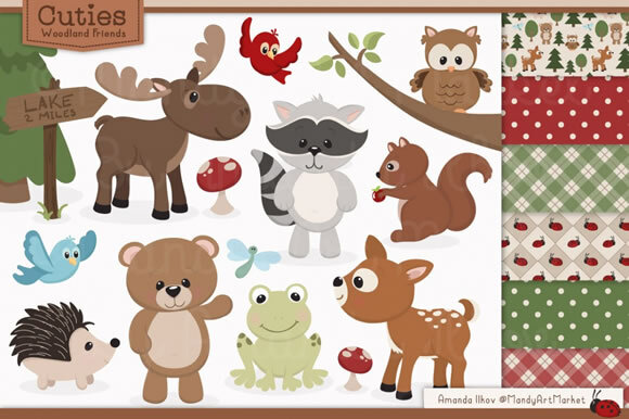 Set of Cute Woodland Animals