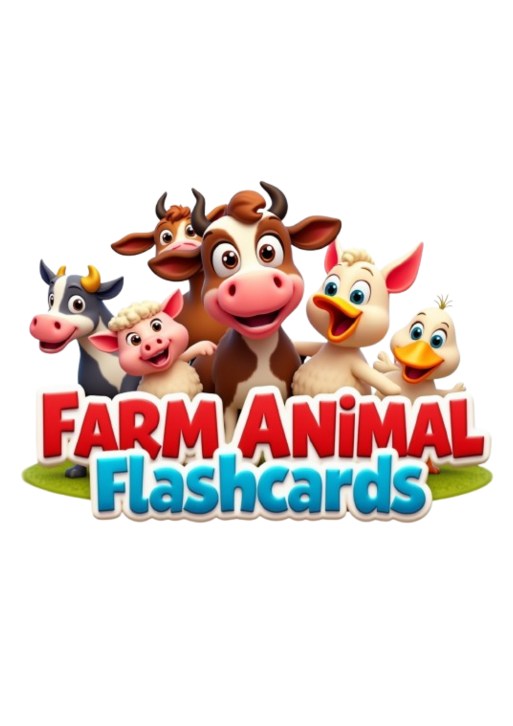 3D farm animal flashcards