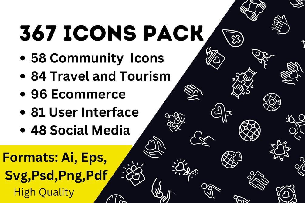 Icon Pack : 367 High-Quality Icons for community and people, ecommerce ...
