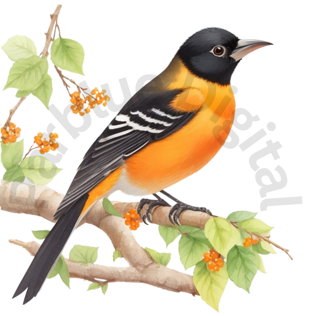 Baltimore Oriole Clip Art With Transparent Background | Digital ...