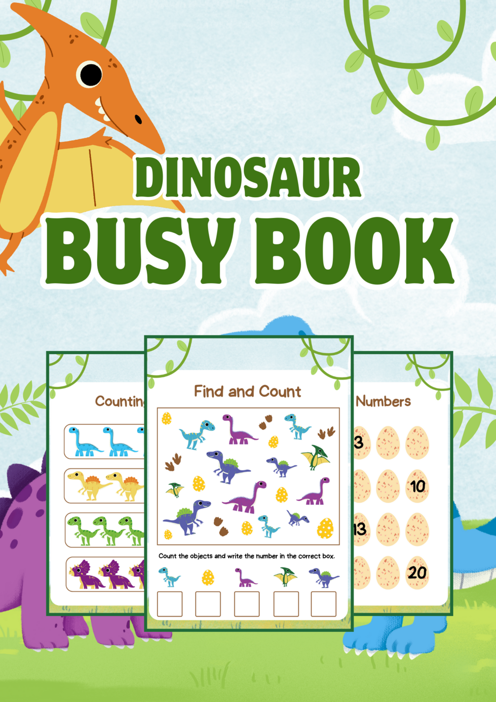 Dinosaur Busy Book - Activity Book for Kids