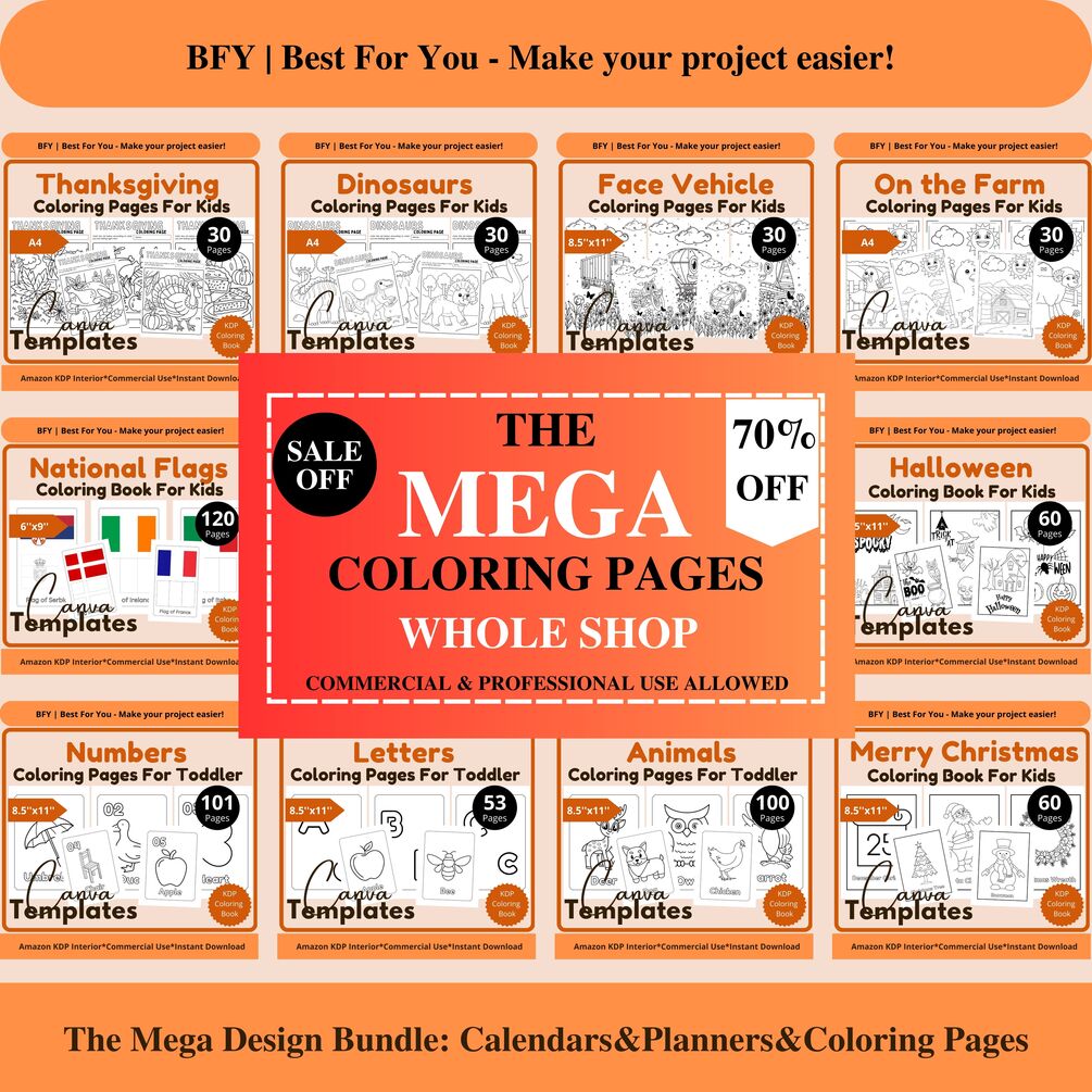 The Whole Shop Design Bundle Coloring Pages | Printable KDP Coloring ...