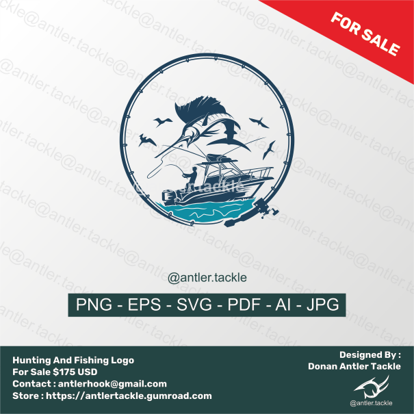 Marlin Sailfish Boat Fishing Logo Designed By Donan Antler Tackle