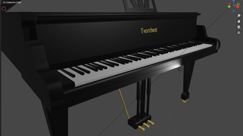 Piano 3D model blender animation