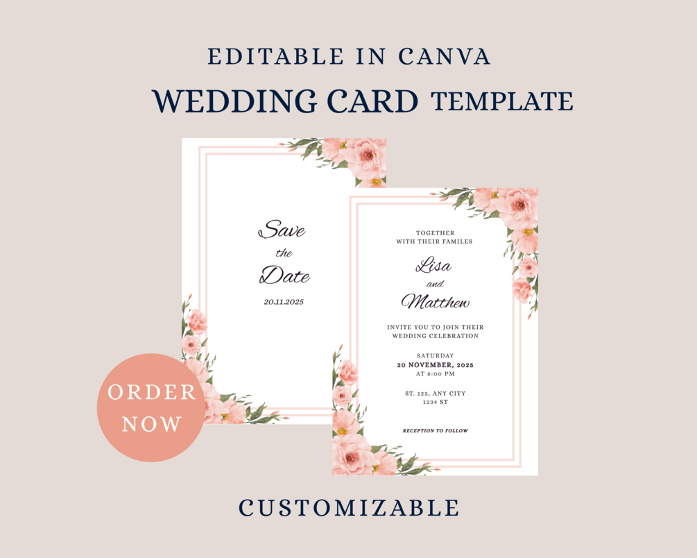 Custom Wedding Invitation E-Card | Floral Pink Design | Personalized ...