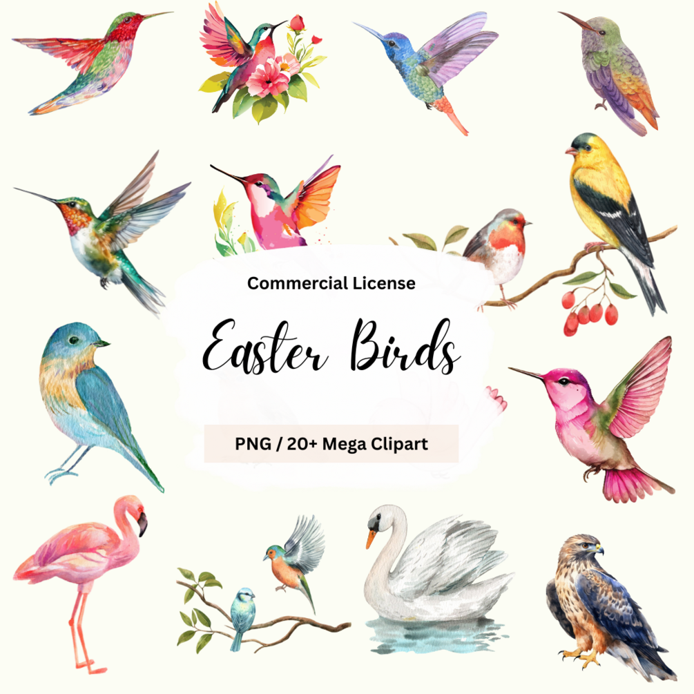 Watercolor birds clip art, tiny colorful birds clipart, bird png ...