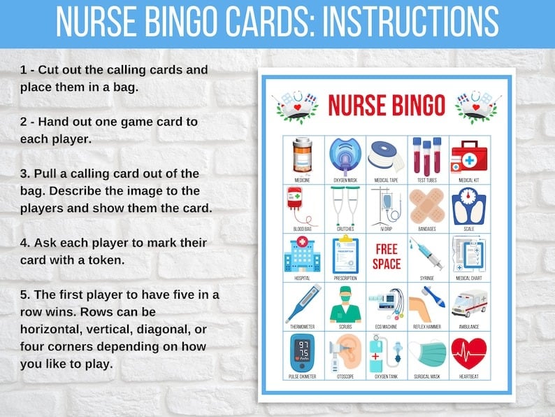 Nurse Bingo, 30 Printable Nurse Bingo Cards