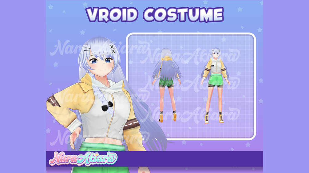 Show Your Style with 3D Vroid Clothes White Varsity Crop Jacket for ...