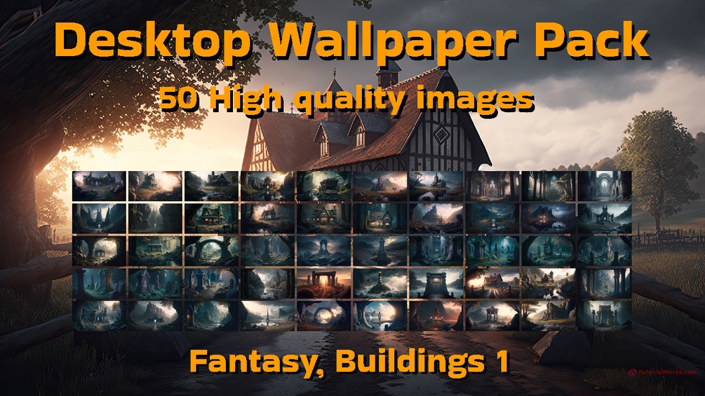 Desktop Wallpaper Pack, Fantasy, Buildings 1, containing 50 high quality images