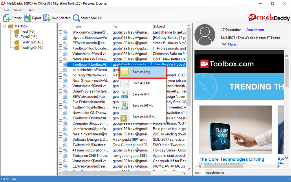 MailsDaddy MBOX to Office 365 Migration Tool