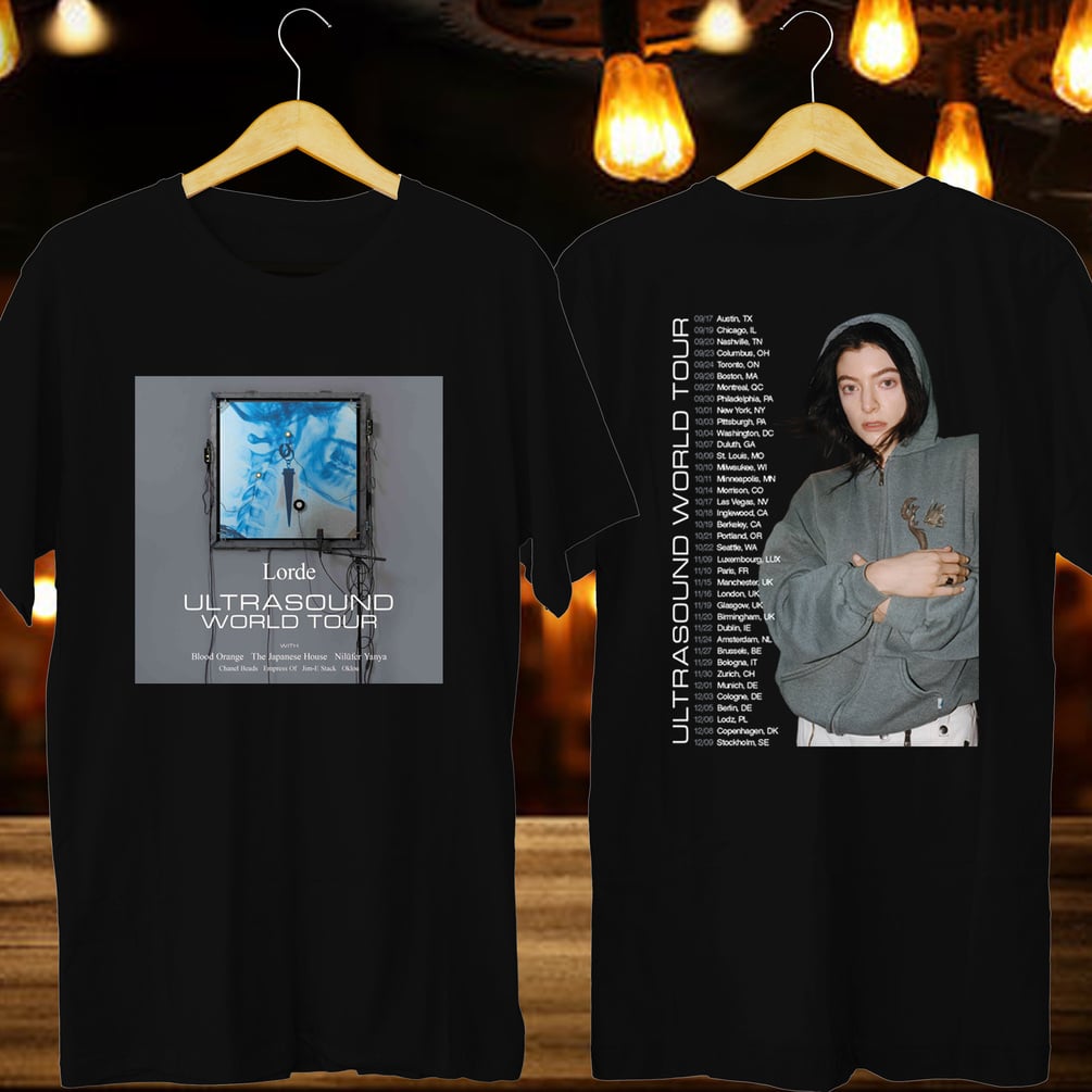 LORDE ULTRASOUND WORLD TOUR 2025. LORDE. UNISEX BLACK TEE DV01