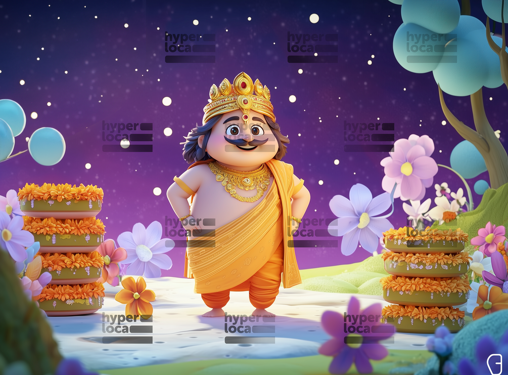Vibrant Maveli Mahabali Stock Illustration - Onam Festival Art _qq15
