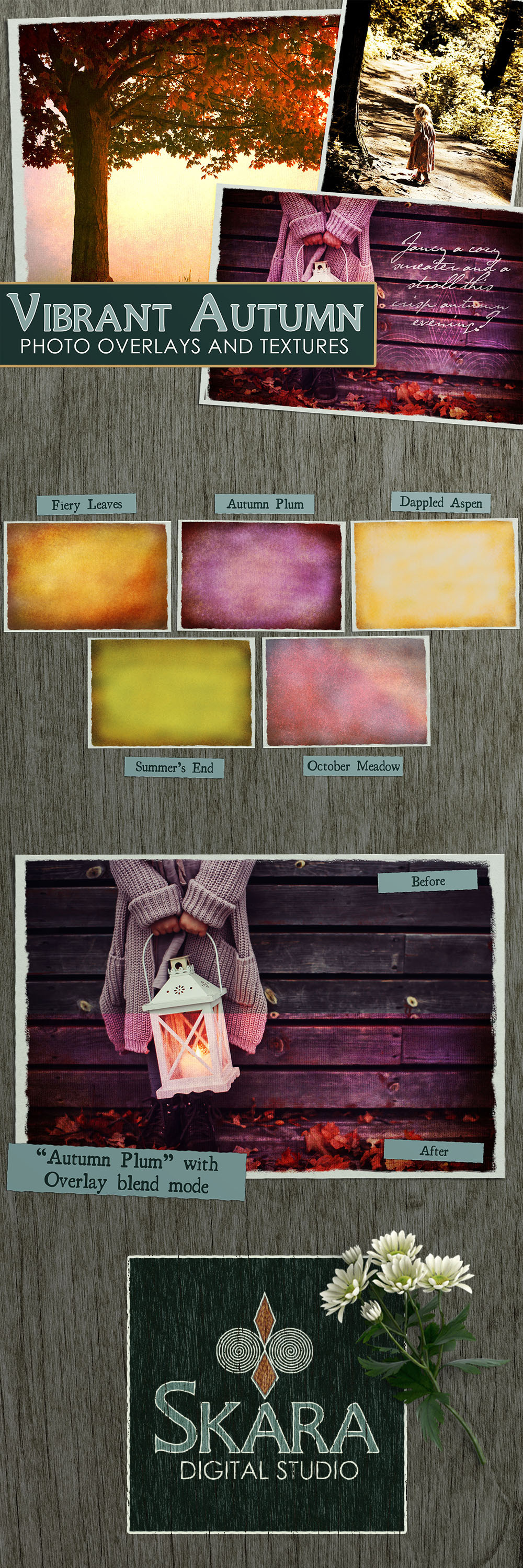 75% OFF Vibrant Autumn Photo Overlays and Background Textures