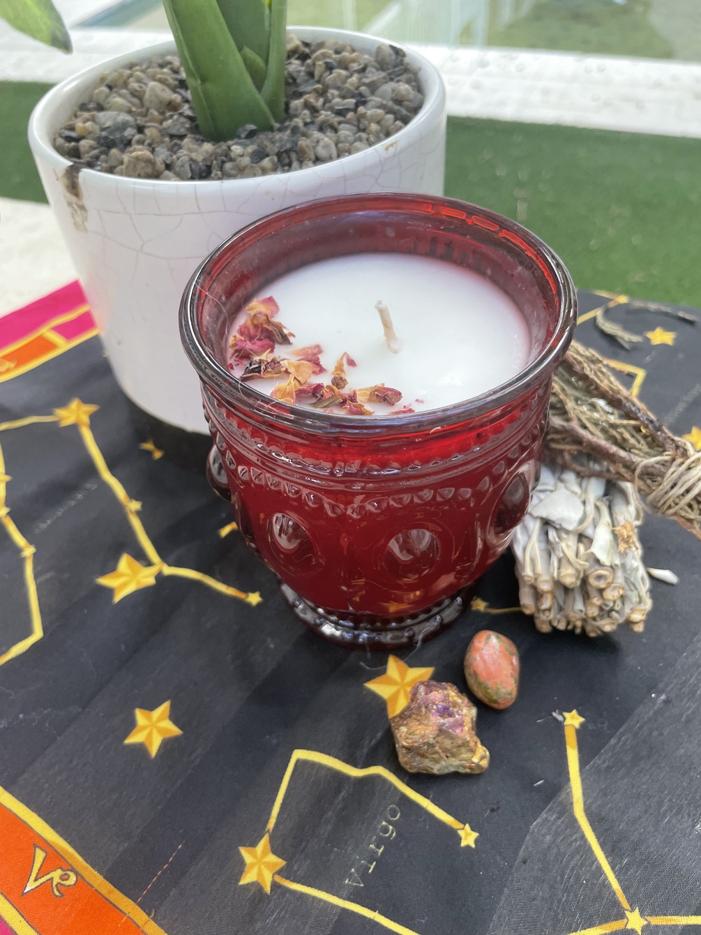 Virgo Astro Spell Candle - Sacred Herbs & Fresh Greenery