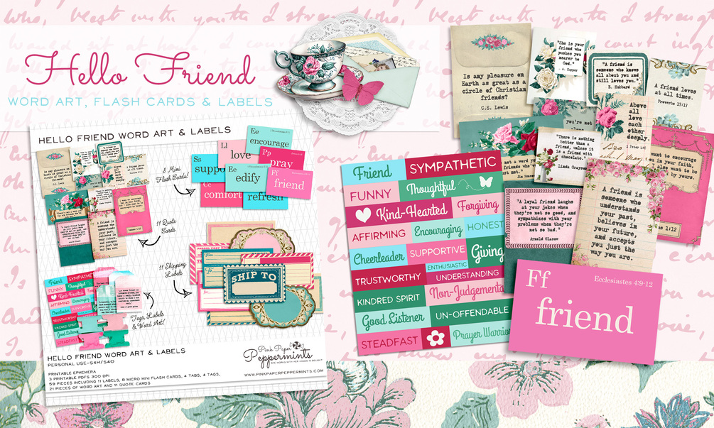 Hello Friend | Word Art, Flash Cards & Labels