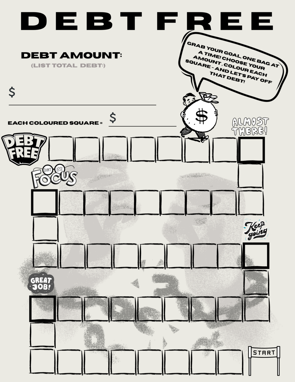 Debt Free Maze Tracker — Colour Your Way to Freedom