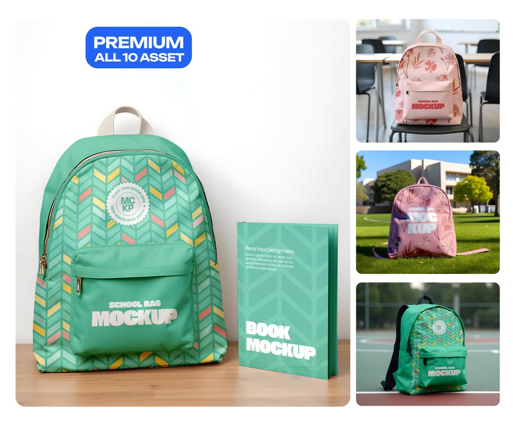 Premium School Bag Mockup Collection