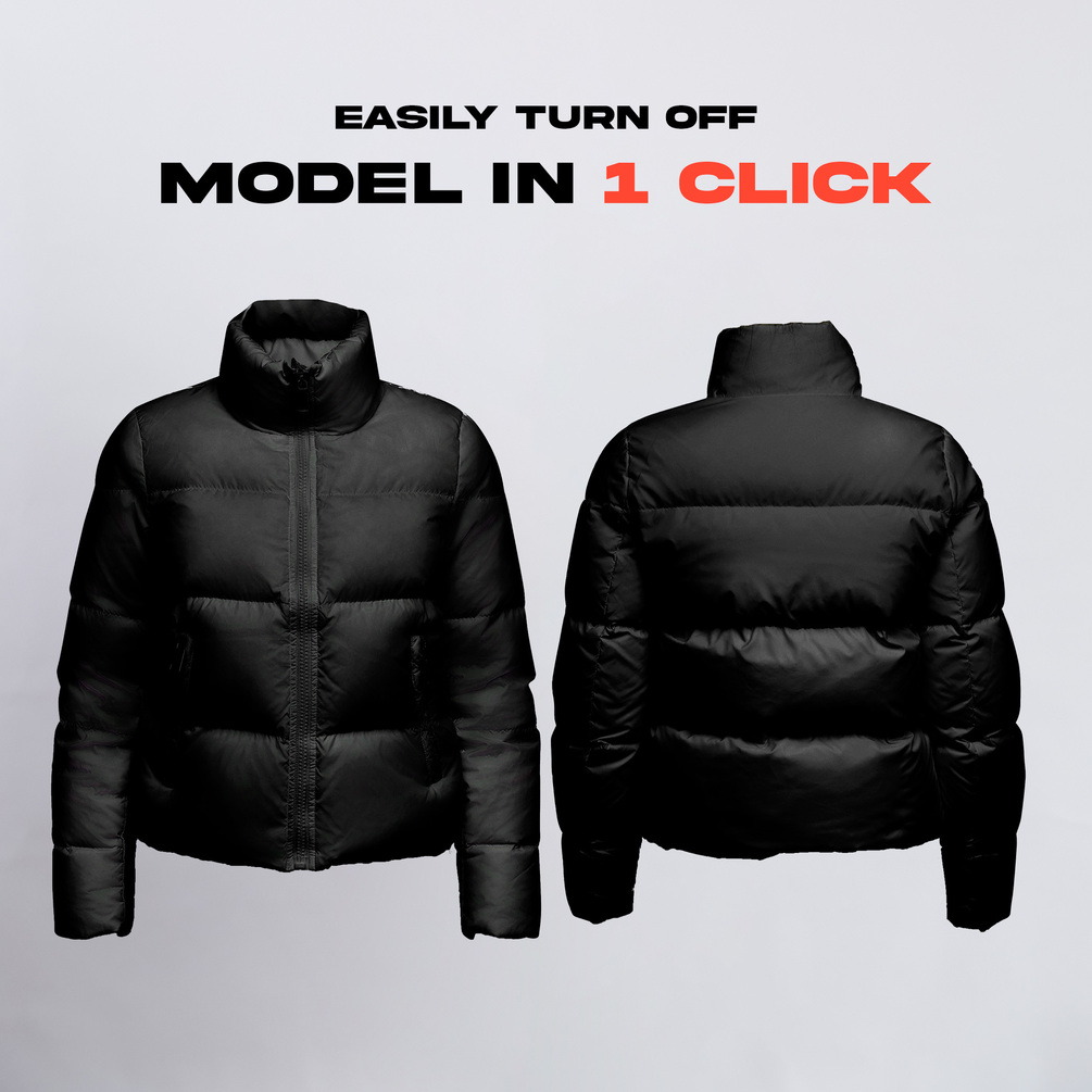 Women Modeled Puffer Jacket Mockup by IFTESTUDIO