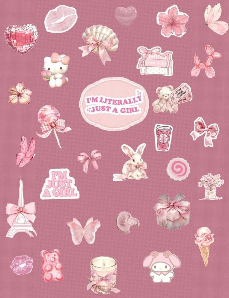 Digital Pink Cute Girly Notebook – Kawaii Doll-Themed Pages
