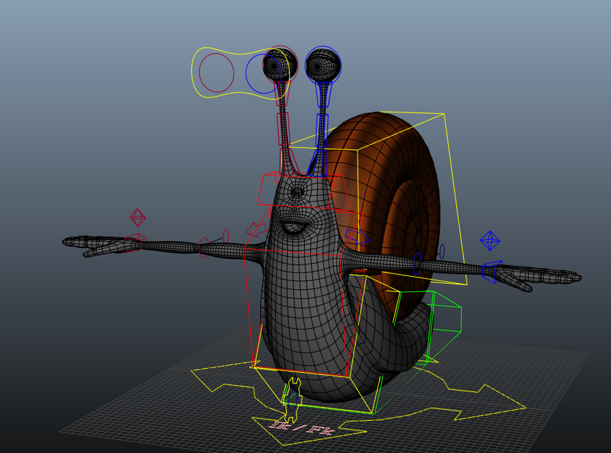 Snail cartoon Rig Maya 2019