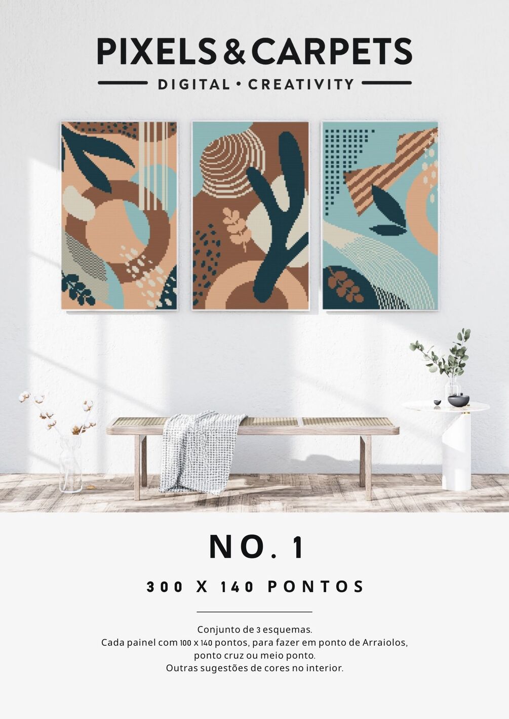 NO. 1 - Conjunto de 3 esquemas para fazer em ponto de arraiolos, ponto ...