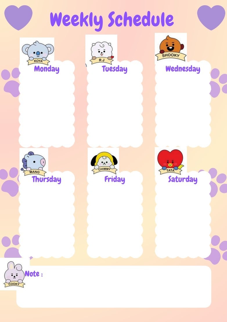 BTS Weekly planner