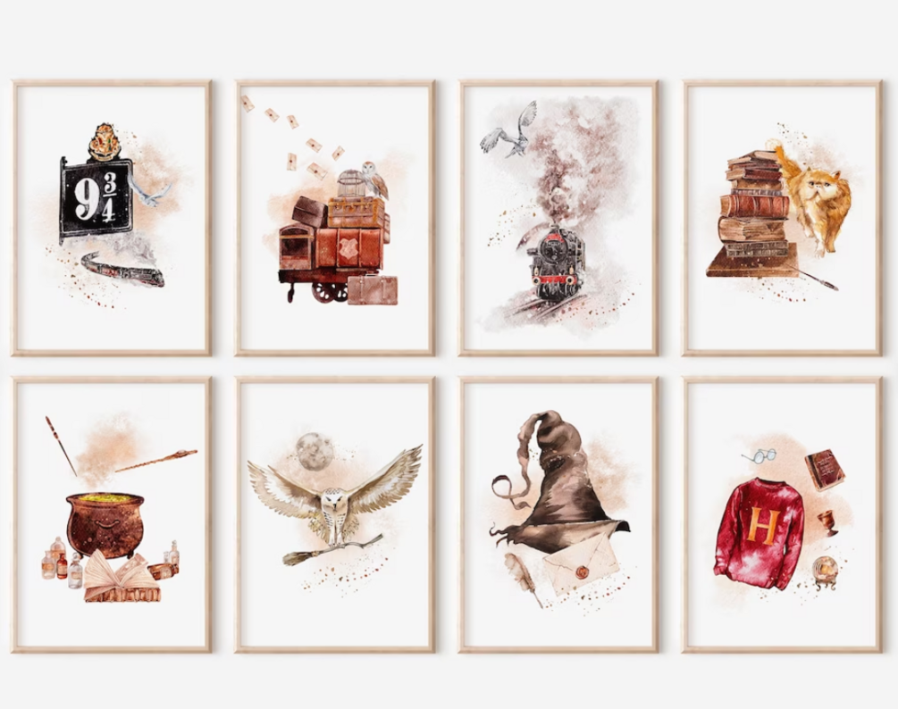 Wizard Poster, Wizarding Nursery Decor, Nursery Wall Art, Set of 8 ...